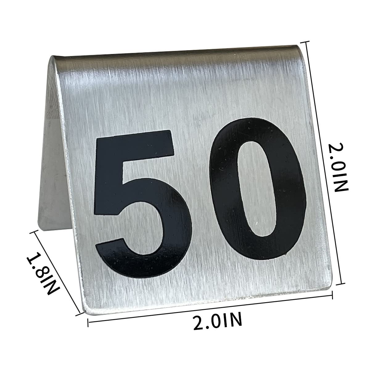 1-50 Stainless Steel Number Tent Table Number for Restaurants Cafes Bars 2"x2"