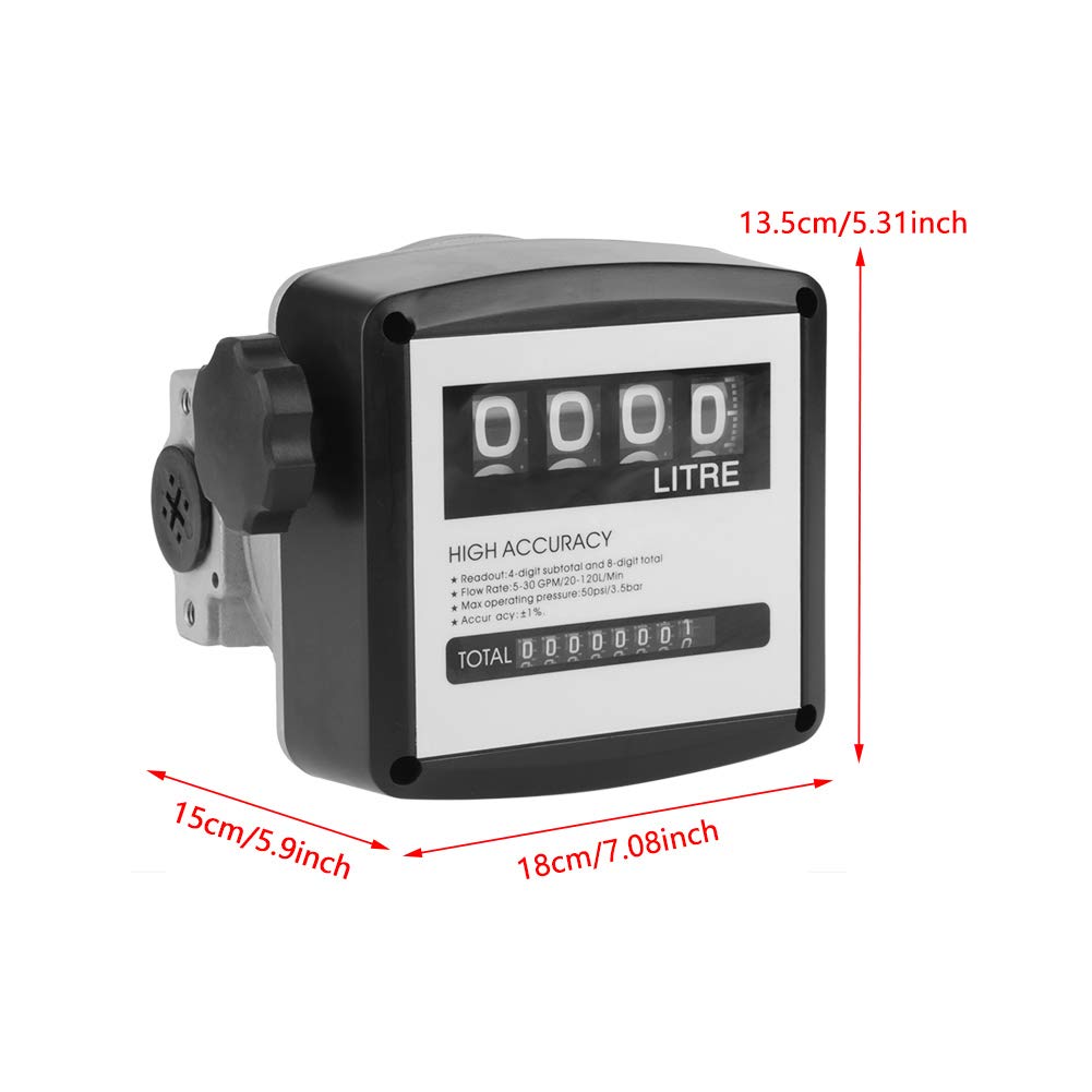 1% High Accuracy 1 Inch 4 Digital Diesel Flow Meter Gas Fuel Oil Flow Meter Counter Gauge