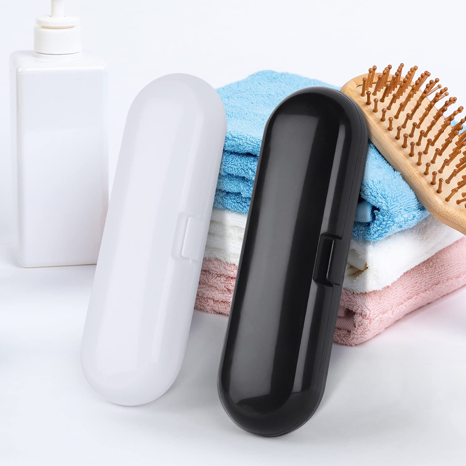 Fowecelt 2 Pack Electric Toothbrush Travel Case for Oral-B Pro and Other Electric Toothbrush, Portable Travel Toothbrush Holder (Black & White)