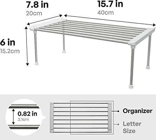 carrotez Cabinet Organizer Shelf, Set of 2 Stackable Kitchen Counter Shelves, Cabinet organizers and Storage, Pantry Storage Shelf Organizer, Kitchen Cabinet Organizer, White 15.7 x 7.8 x 6.1