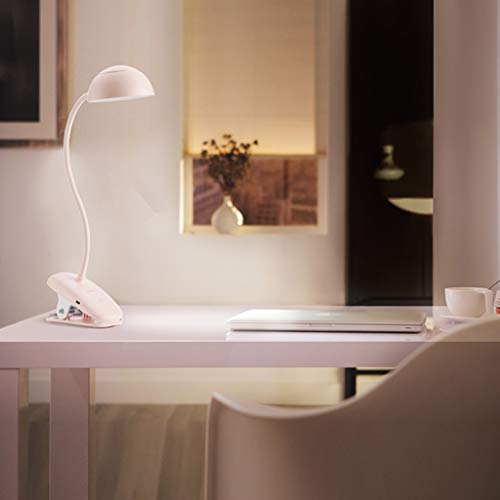 Eye-Caring Clip-on Desk Lamp Charging Plug-in LED Eye Protection Touch Dimming Energy-saving Learning Night Light for Student Dormitory Bed Office lamp (Color : Pink)