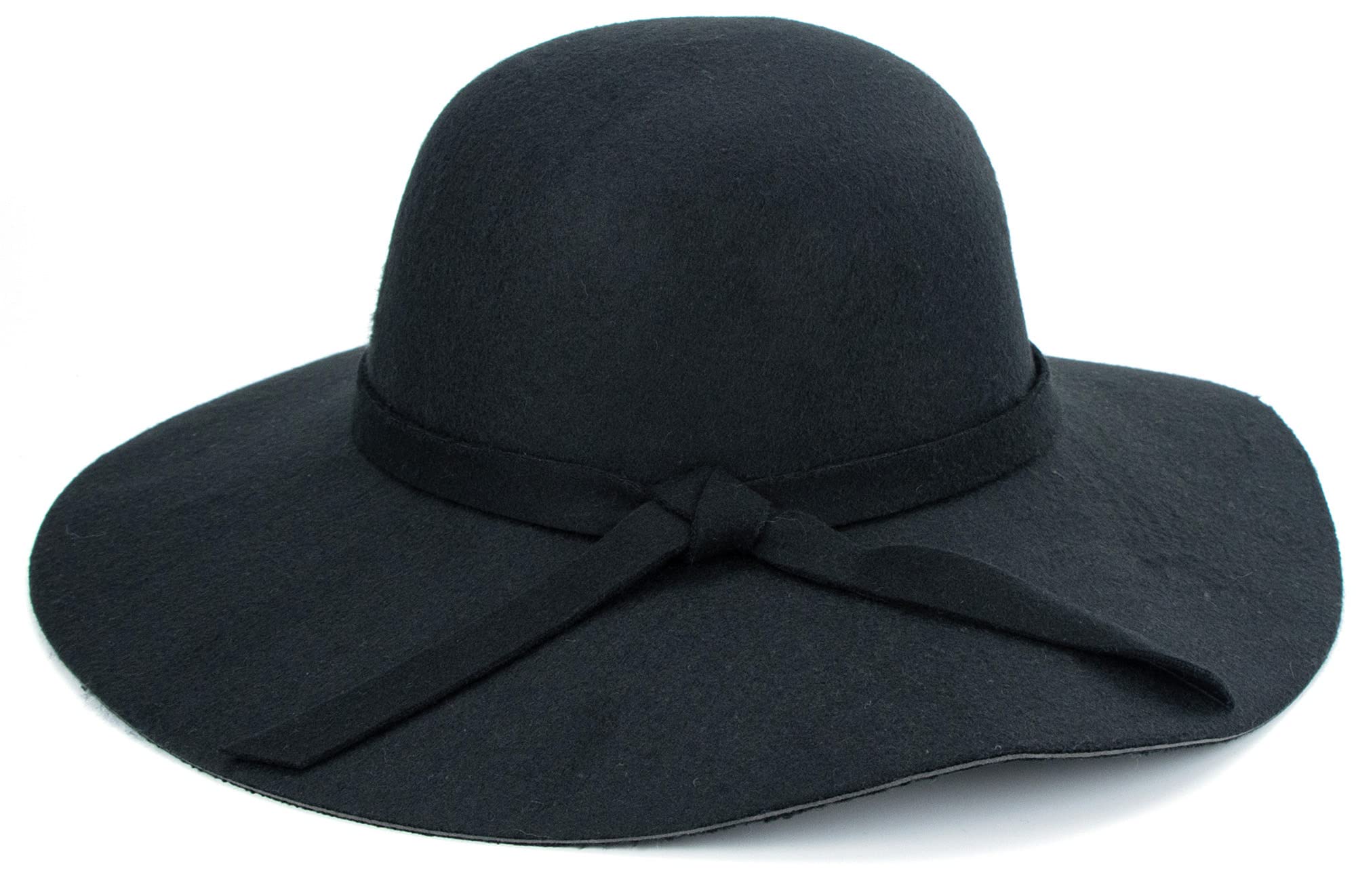 Wide-Brim Kids Girls Floppy-Hat Vintage Fedora Hats for Girl Boho Felt Bowler-Cap 3 to 8 Years (3-8 Years, Black)