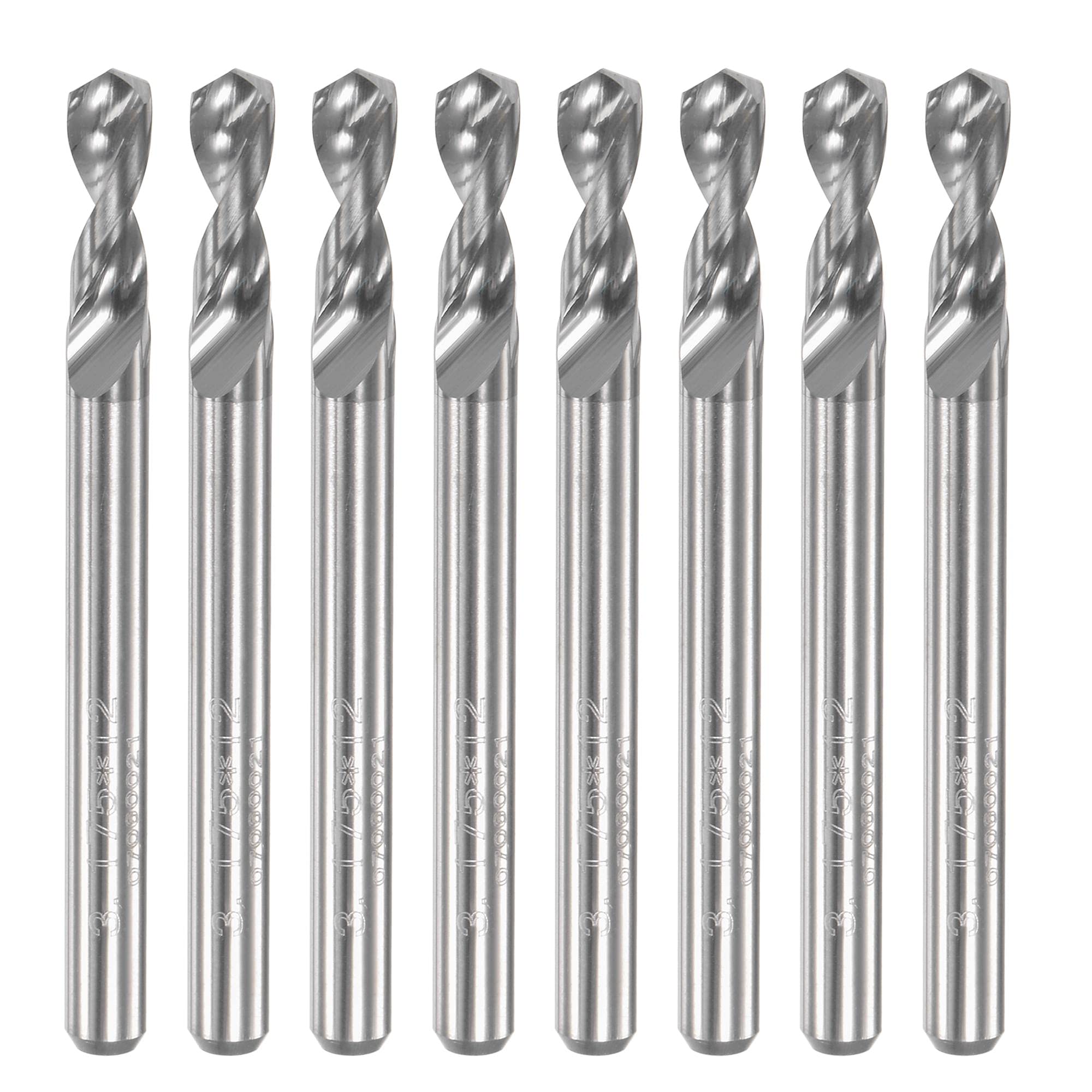 uxcell PCB Drill Bits 3.175mm Tungsten Carbide Spiral Flute Jewelry CNC Engraving Print Circuit Board Micro Drill Bits 1/8" Shank 8pcs