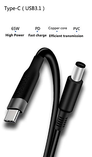 65W PD USB Type C Male Input to DC 7.4mm x 5.0mm Male (7.4mm x 0.6mm) Power Charging Cable Compatible for Dell Latitude E6420 E6430 E6430s E6430U E6440 E6500 E6510 (6.6 FT)