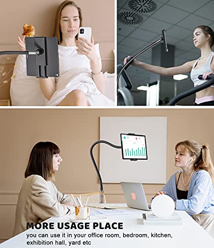 Adjustable Tablet Floor Stand, TiWHO Gooseneck Long Arm Metal Stand Mount for Cell Phone Switch & iPad Tablet 10.6 inch (Black)