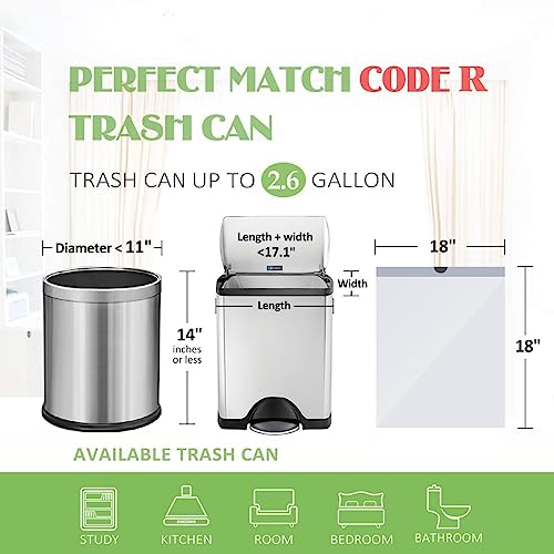 2.6 Gallon 220 Counts Strong Drawstring Trash Bags Garbage Bags by Teivio, Bathroom Trash Can Bin Liners, Small Plastic Bags for home office kitchen,Code R fit 10 Liter, 2,2.5,3 Gal