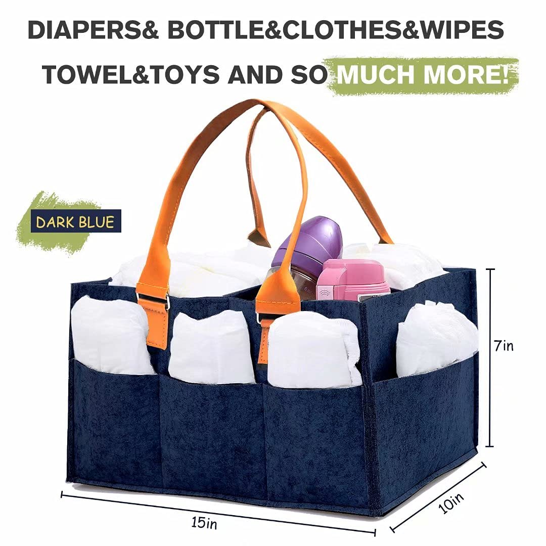 WLYATF Baby Diaper Caddy Organizer With Handle, Baby Diaper Storage Organizer Diaper Caddy Basket Diaper Organizer For Changing Table Felt Bag Fabric Caddy Crib Caddy Organizer
