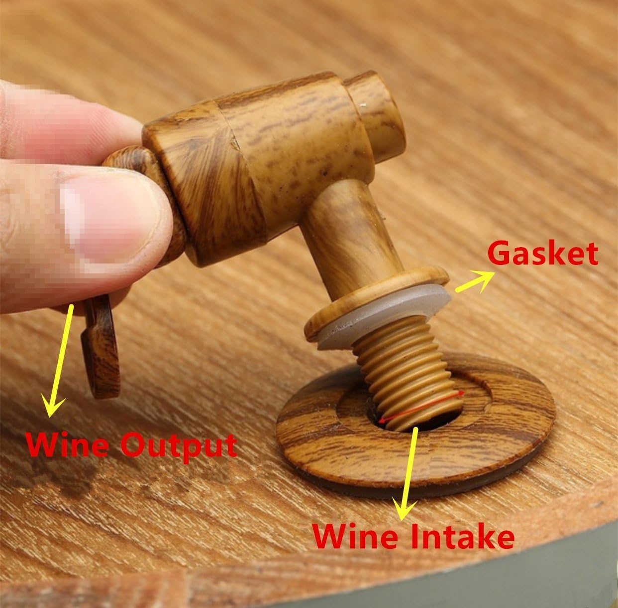 1.5L Whiskey Barrel Dispenser Oak Aging Barrels Home Whiskey Barrel Decanter for Wine, Spirits, Beer, and Liquor (Brown)