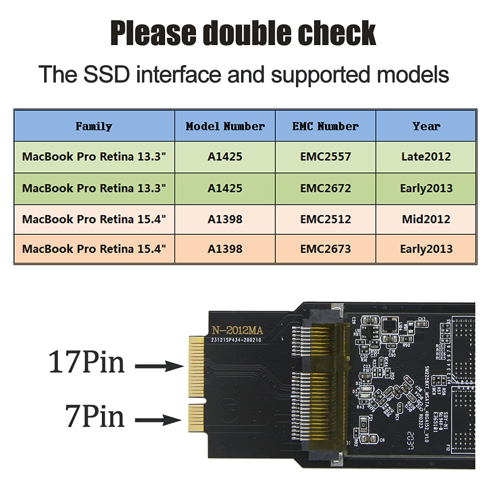 FLEANE FM98A 1TB SSD Compatible with MacBook Pro A1398 A1425 (Late 2012, Early 2013), Includes Installation Tools (1TB)