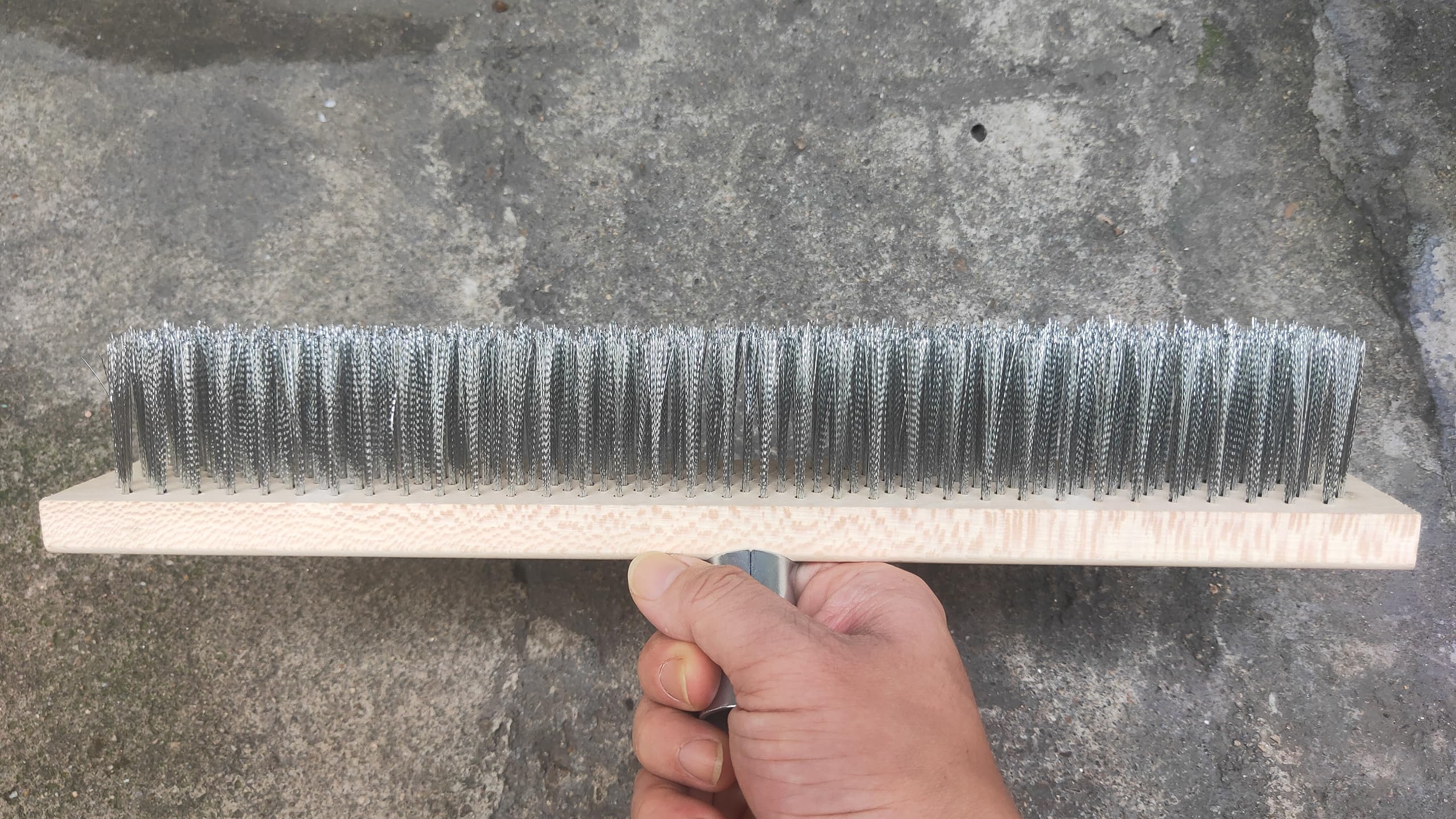 16" Heavy-Duty Rough Surface Floor Brush,Stainless Steel Wire Large Deck Scrub Brush 16" x 2.7β Removes Snow, Dirt & Grime on Drivways, Steps, Patios, Decks, Tile, Cement Without Stick (16")