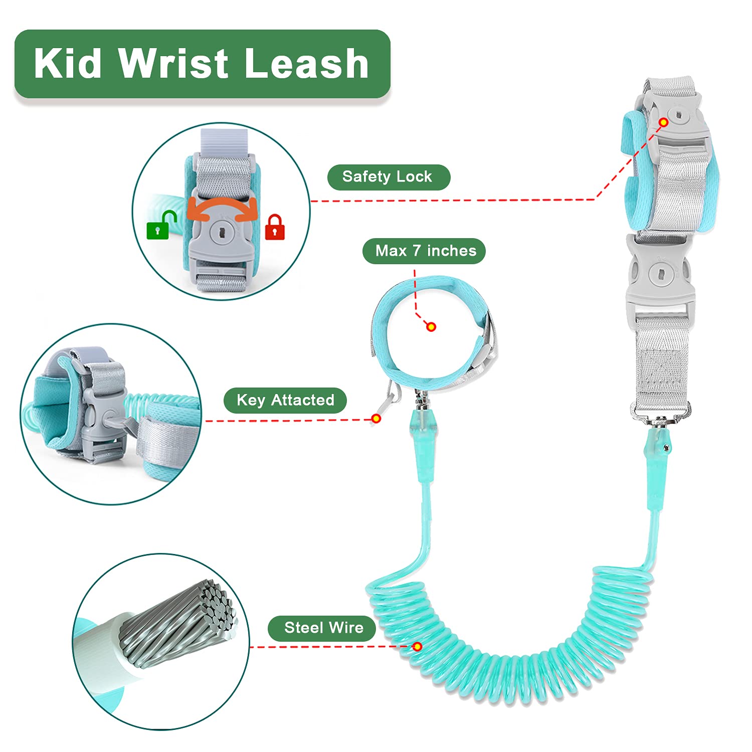 Anti Lost Toddler Leash with Backpack Harness and Wrist Link for Child Safety Wristband Leash Keep Your Runner Close and Safe in Crowd Public Events.