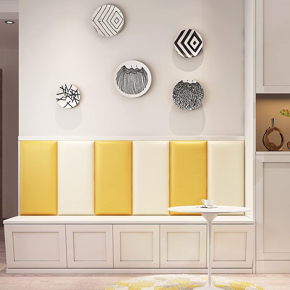 3D Anti-Collision Wall Padding for Kids, Removable Leather Cladded Décor Wall Bed Headboard for ​Tatami, Living Room, Bedroom, ​playroom, Baby Protector Wall Panels (White), 23.6 in x 11.8 in