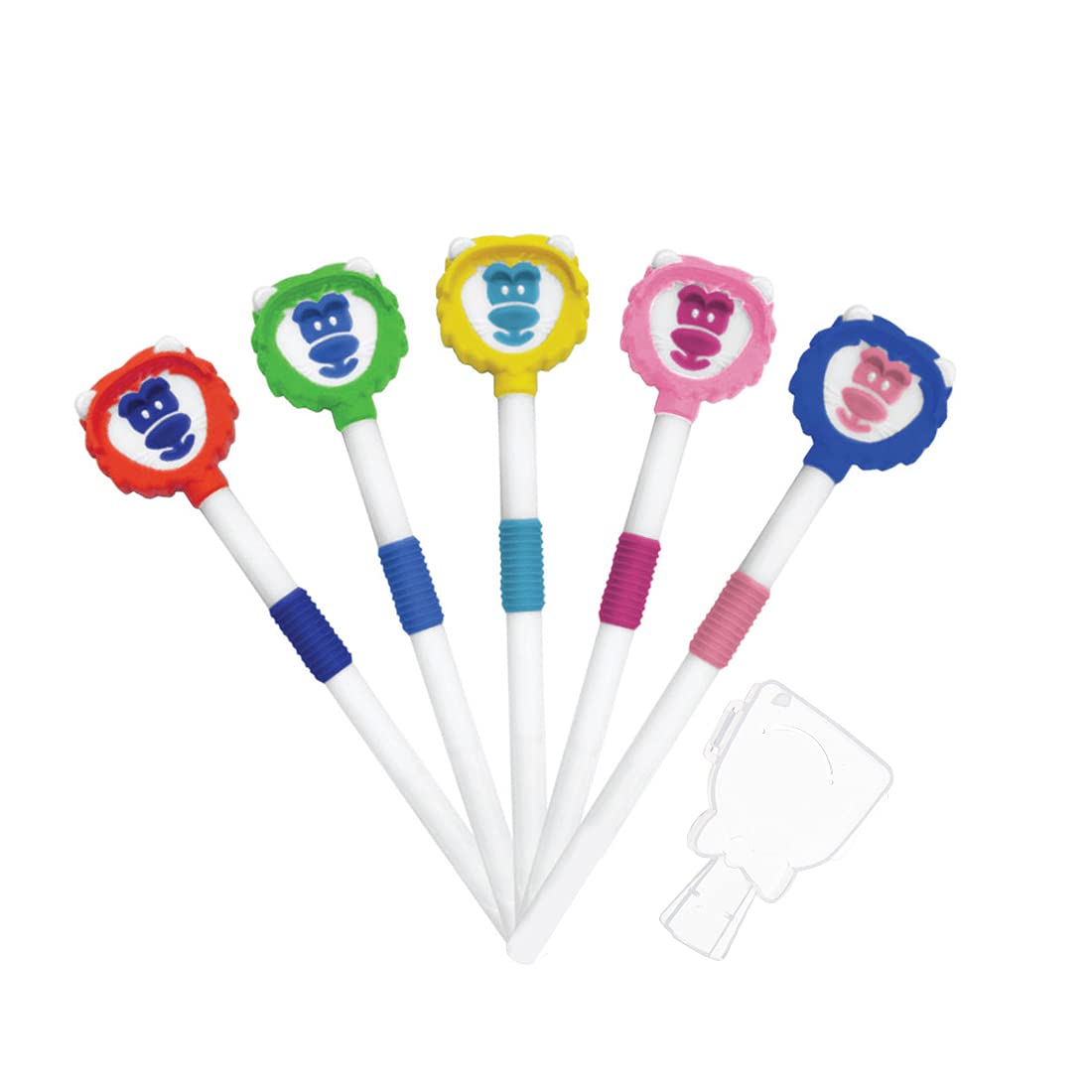 Adore Moomba Tongue cleaner with Safty case Best for child oral care, Multicolour (Pack of 5)