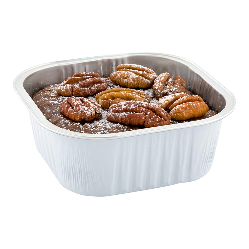 10 Ounce Disposable Ramekins, 100 Square Creme Brulee Disposable Cups - Oven-Safe, For Cupcakes And Muffins, White Aluminum Disposable Baking Cups, Freezer-Safe, Lids Sold Separately - Restaurantware