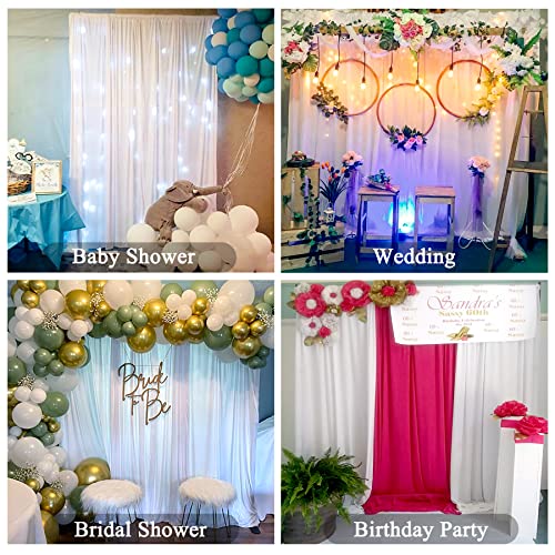 10ft x 10ft White Backdrop Curtains Panels for Party Wrinkle Free Fabric Backdrop Drapes Decorations Cloth for Wedding Baby Shower Photography Engagement Bridal Shower Gender Reveal Background Curtain