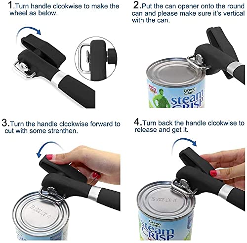 [US Stock] Safe Cut can opener, hand-held can opener with smooth edges, food grade stainless steel manual can opener, suitable for kitchen and restaurant