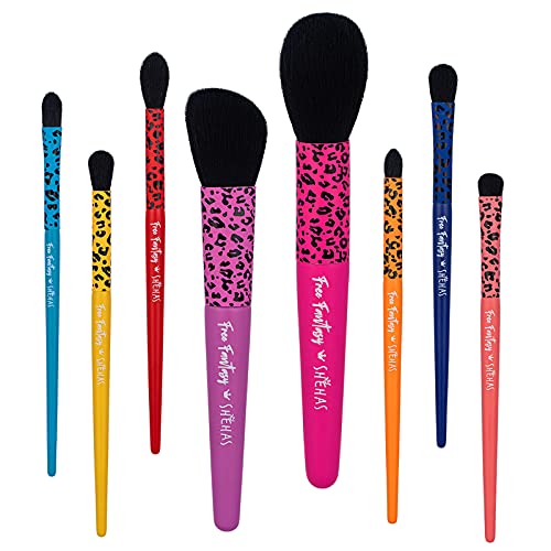 SHE HAS Makeup Brushes Set for Beginners Colorful Makeup Brush Kit Set 8Pcs Cute Make Up Brushes for Girls Premium Synthetic Face Powder Blush Contour Concealer Eyeshadow Leopard Print Makeup Brushes