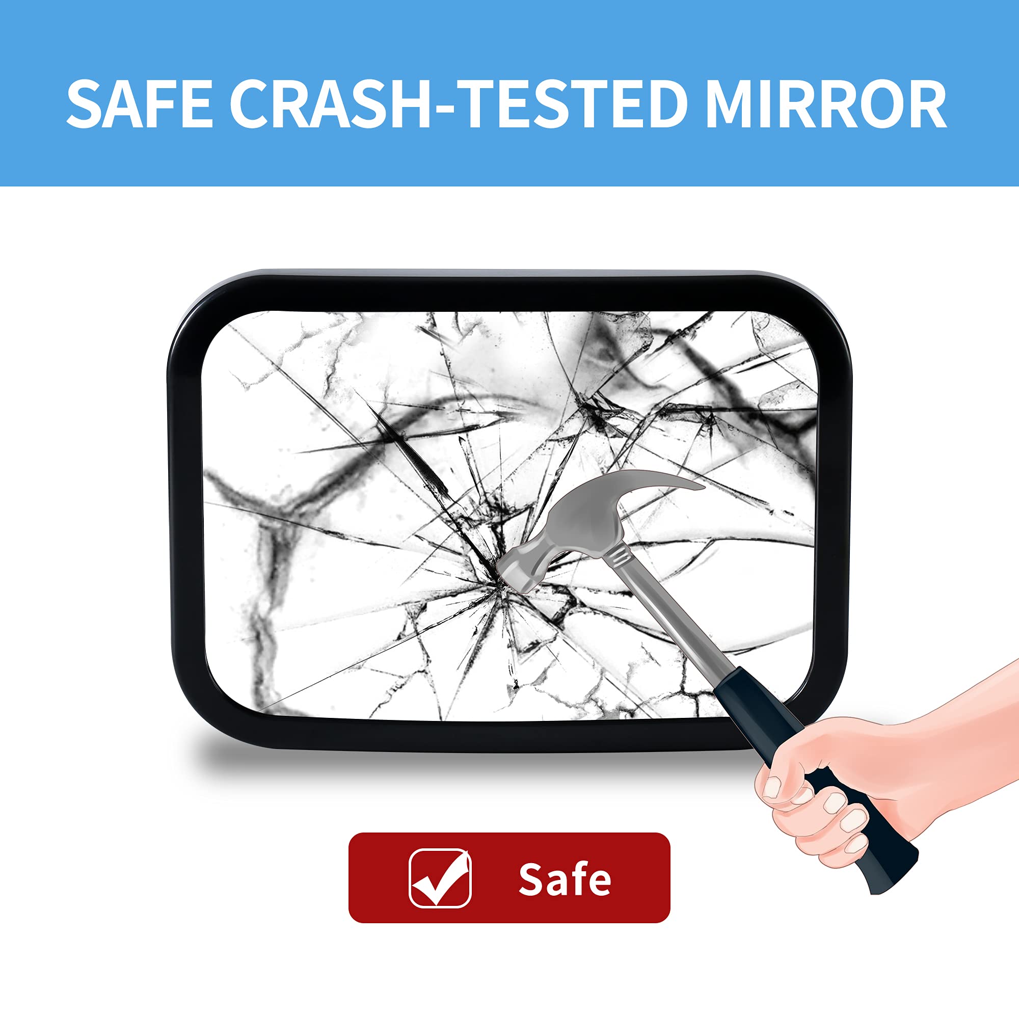 SZJHKJ Baby Car Mirror, Safety Car Seat Mirror for Infants, Wide Crystal Clear View, No Assembly Required, Adjustable, Crash Tested and Anti-Fall Double Seat Belt