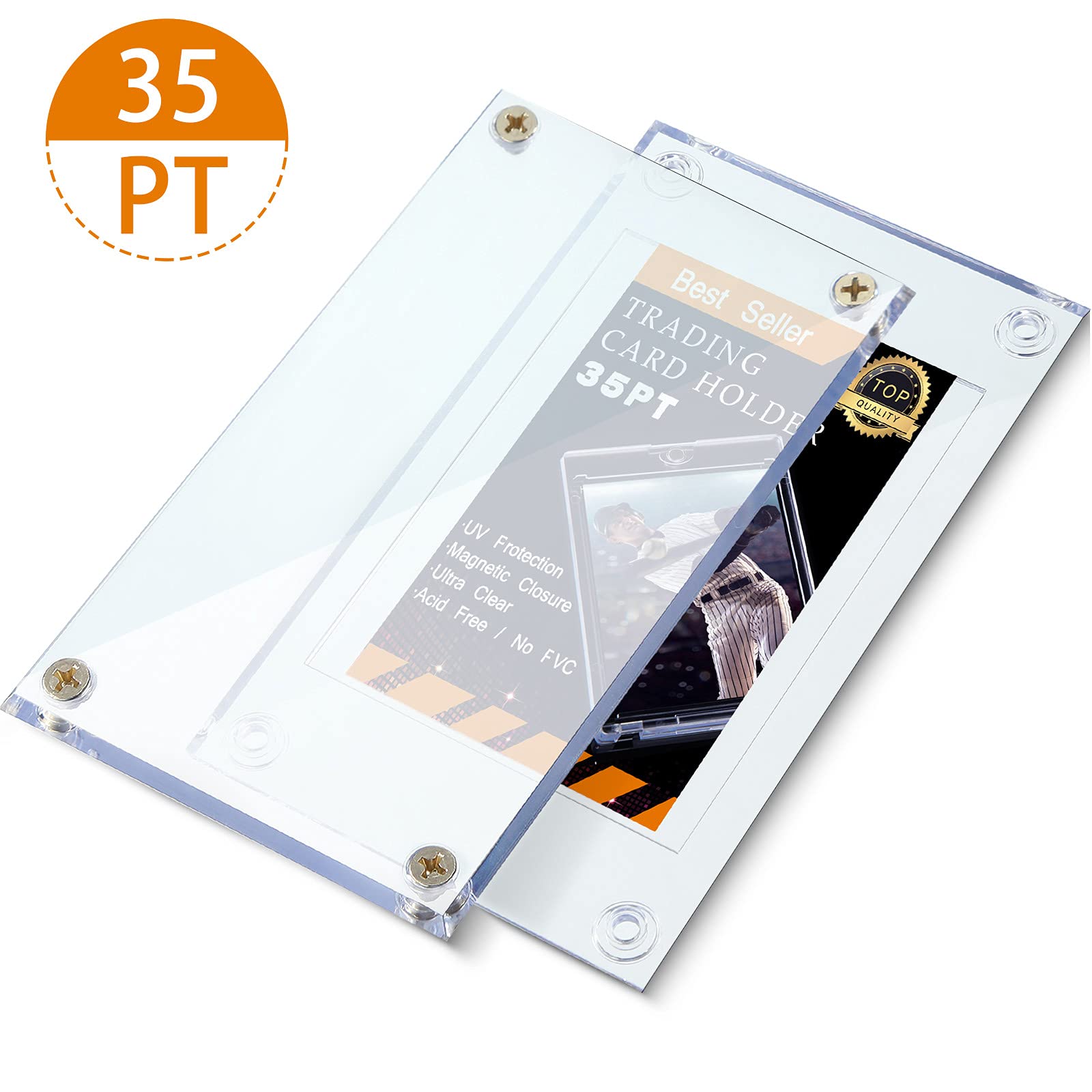 5 Pieces 4-screw Trading Card Protector, Baseball Sleeves Card Protector, 35 Pt Acrylic Card Holder Clear Display Card Protector for Baseball Football Sports Game Card Storage and Display