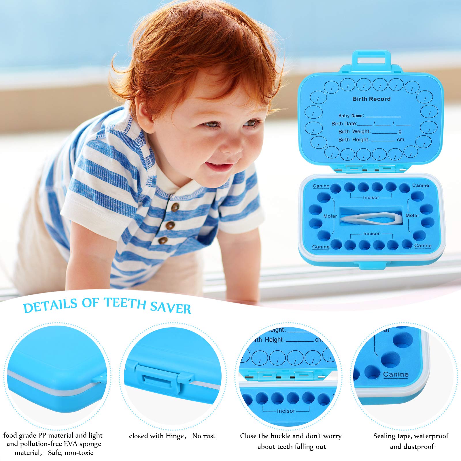 2 Pieces Baby Keepsake Tooth Box PP Baby Teeth Storage Holder Fairy Tooth Boxes Saver First Tooth Collection Container for Boys and Girls (Pink with Purple, Blue)