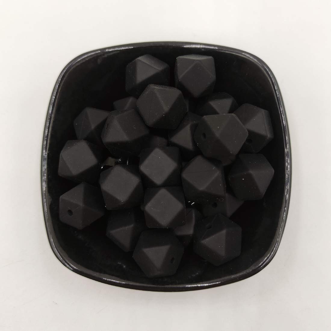 50pcs Black Color 14mm Hexagon Silicone Focal Beads for Pen Silicone Geometry Spacer Beads for Keychain Mom Woman Jewelry Craft Making