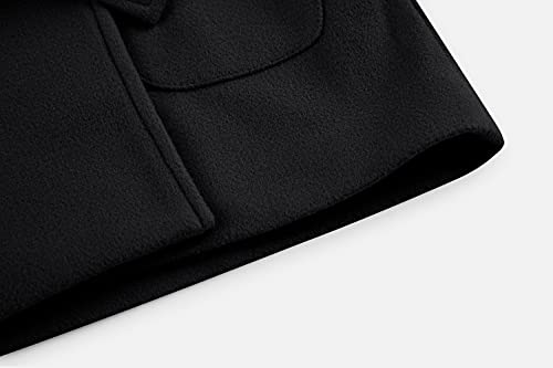 Baby Kids Boys Girls Classic Wool Blend Coat Winter Double Breasted Trench Coat Outwear Pea Coat Jacket with Belt Black