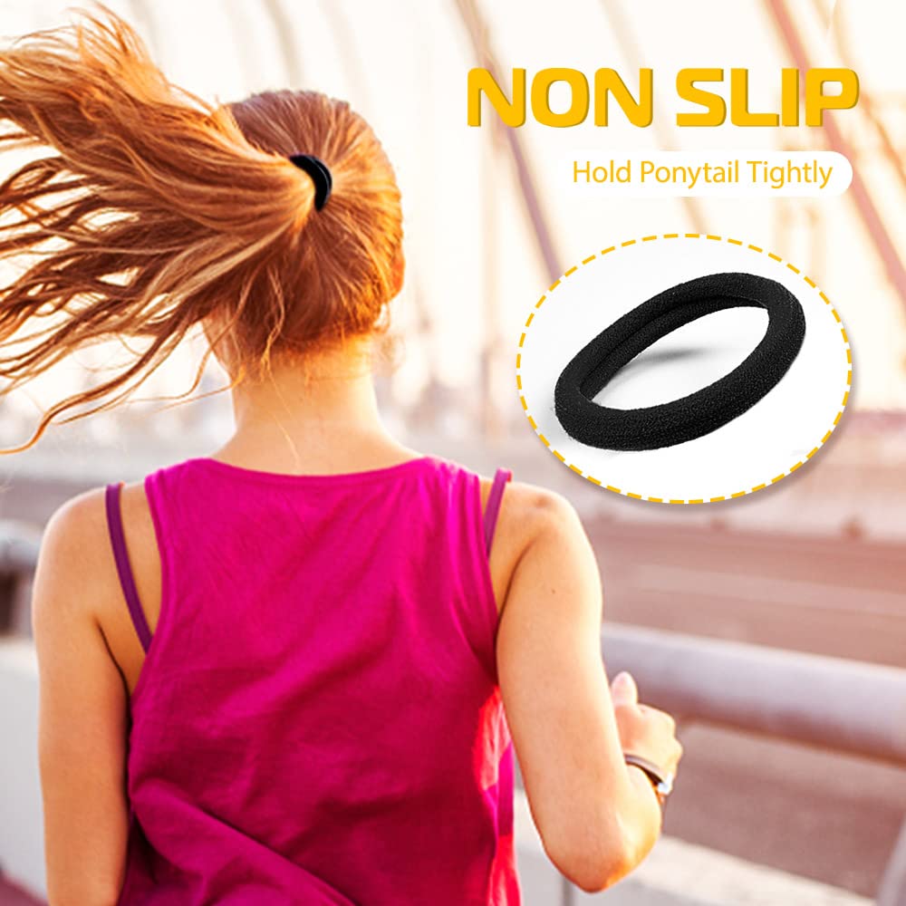50Pcs Black Hair Ties, IKOCO Seamless Ponytail Holder Hair Bands No Damage for Women Girls, Fabric