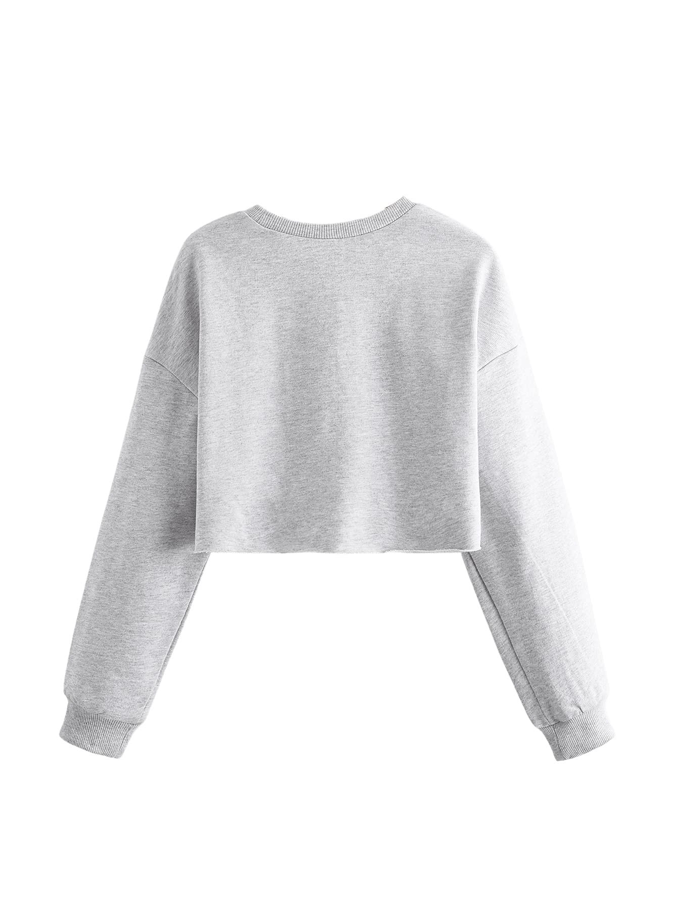 Floerns Girls Letter Graphic Print Long Sleeve Pullover Crop Sweatshirt Tops Grey 7Y