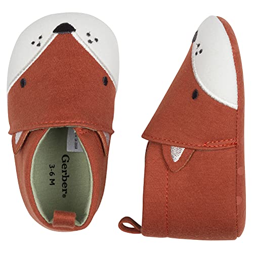 Gerber Baby Moccasins Crib Shoes Newborn Infant Neutral Boys Girls, Fox Orange, 0 3 Months Unisex