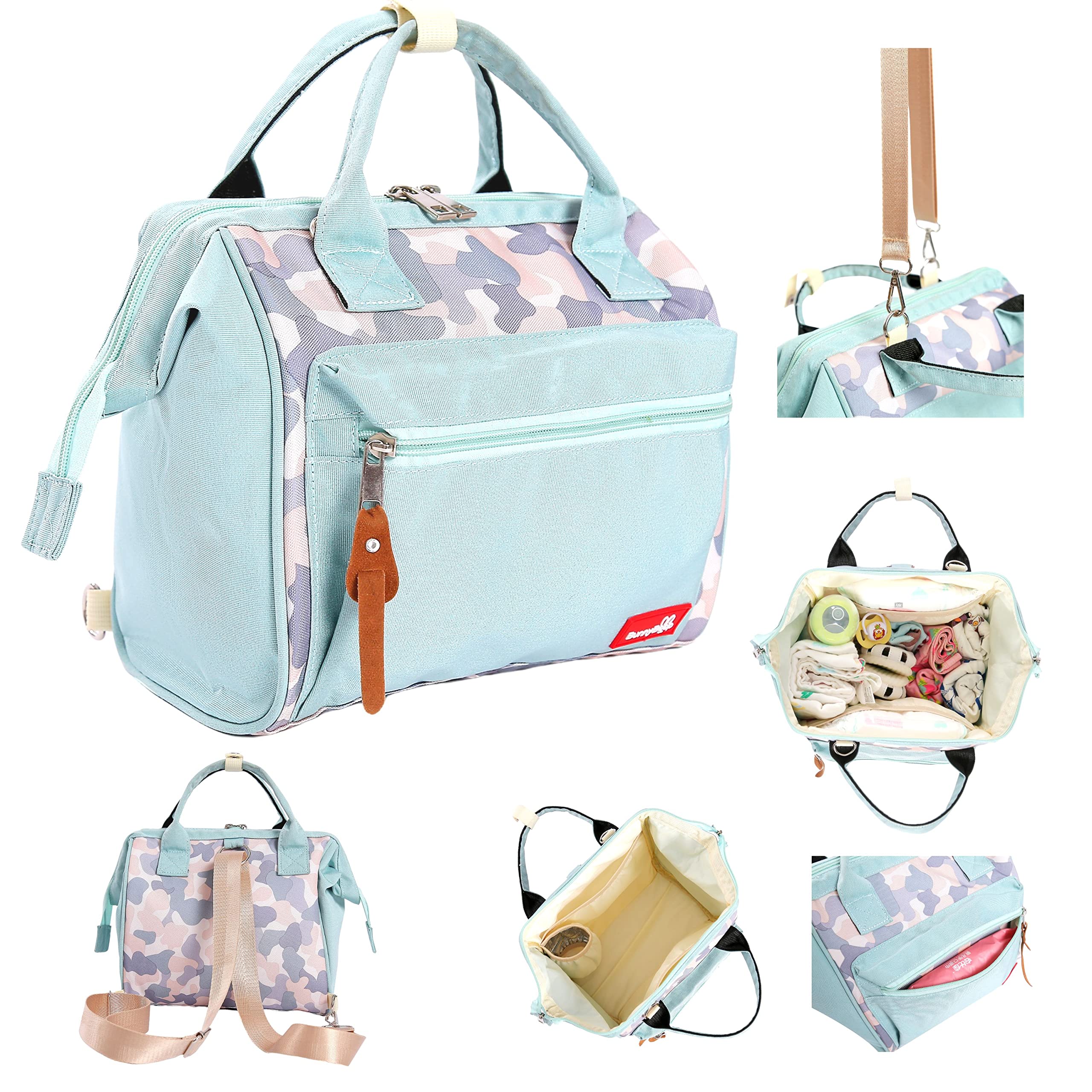 BunnyBoop Medium Small Baby Diaper Bag Backpack - Diaper Bags For Baby Girl Tote Diaper Bag Mini Diaper Bag Tote & Crossbody Baby Bag For Mom Bag | Baby Backpack Diaper Bags For Boys