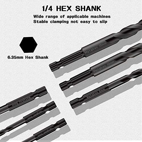【 New 】6pcs Black Masonry Drill Bits Set, Mgtgbao Ceramic Tile Drill Bits Carbide Tip for Glass, Brick, Tile, Concrete, Plastic and Wood with size 6mm(1/4”), 8mm (5/16”), 10mm (3/8”), 12mm (1/2”).