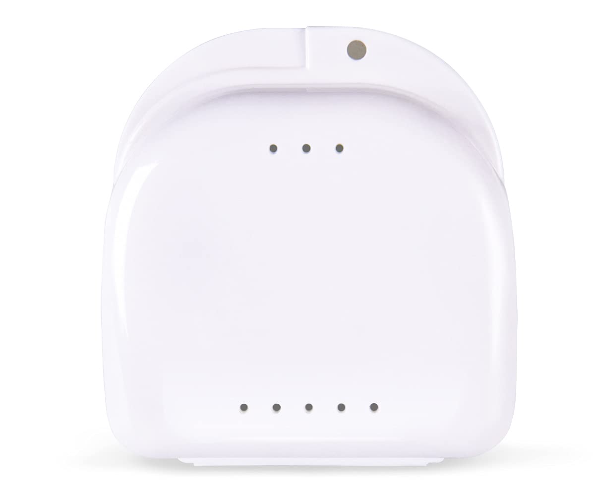 Retainer Case with Mirror, Mouth Guard Case, Orthodontic Dental Retainer Box, Denture Storage Container, Comes with a free small brush, 2 Pieces