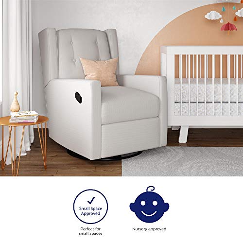 Baby Relax Mikayla Swivel Glider Chair, White, Water Stain Resistant Recliner