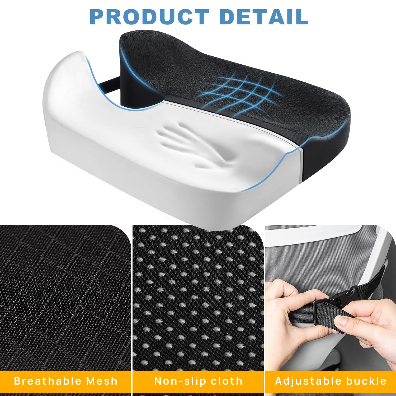 anzhixiu Car Seat Cushion, Car Cushion Seat Cushion for Car Seat Driver, Sciatica Pain Relief Pillow Tailbone Pain Relief Cushion for More Relaxation