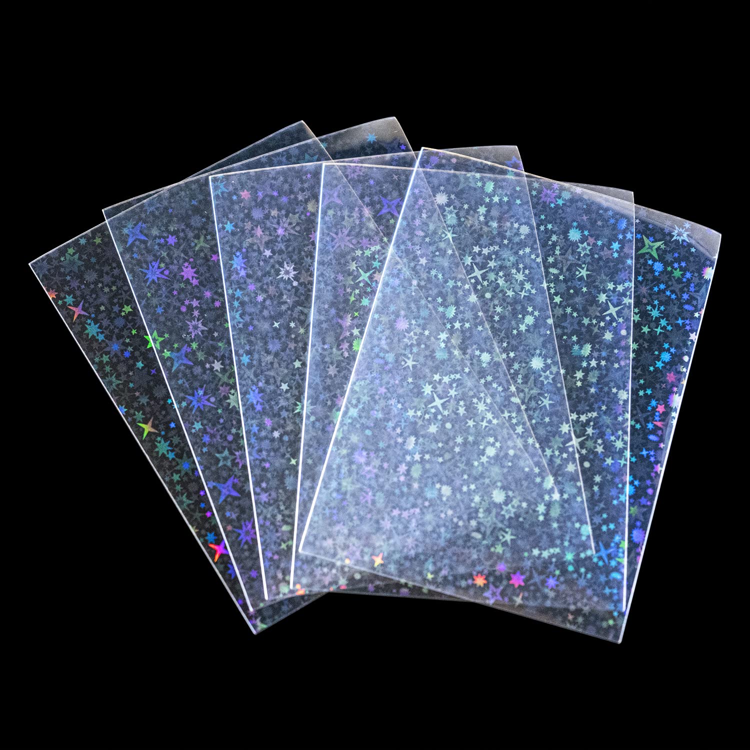 50 Pcs Clear Laser Flashing Card Sleeves for Standard Size Trading Cards, Star Shape Photocards Sleeves for Kpop Photos, Holographic Foil Soft Card Protector 2.5" X 3.5" for Photocard,Game Cards