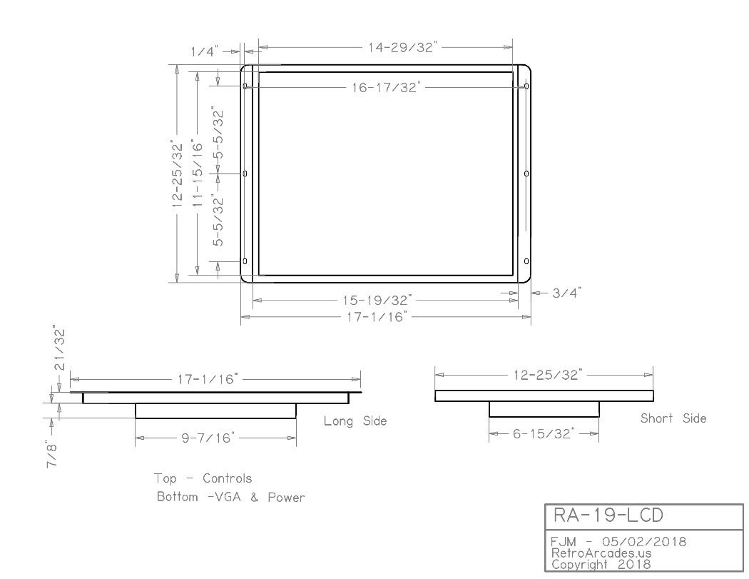 19 Inch Arcade Game LED Monitor, Jamma Monitor MAME and Cocktail Game cabinets