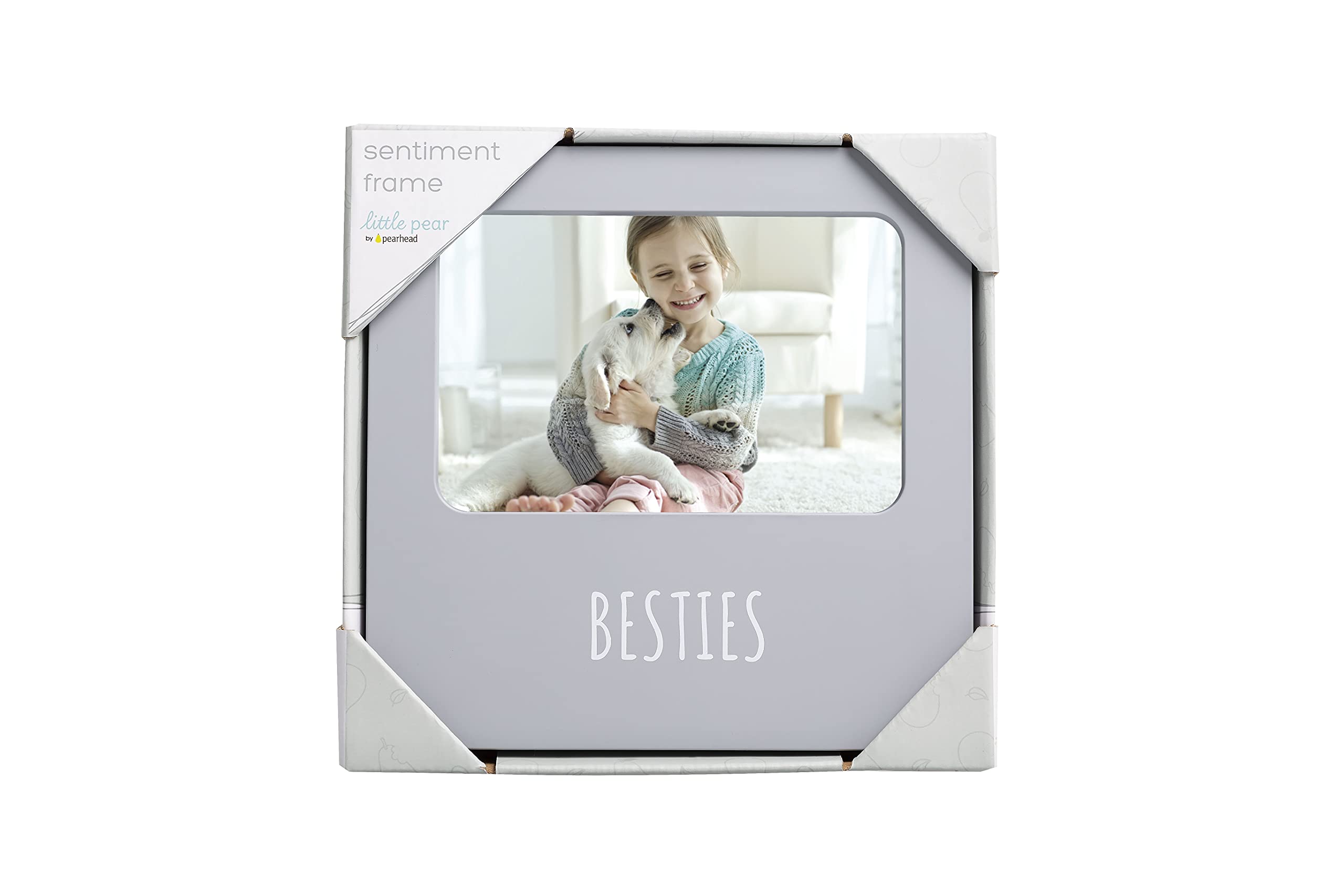 Little Pear Besties Frame, Pet Keepsake Picture Frame, Sibling Keepsake Picture Frame, Baby Girl Or Baby Boy Nursery Décor, 4x6 Photo Insert, Tabletop Picture Frame, Gray