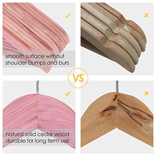 American Red Cedar Hangers 30 Pack, Wooden Suit Hangers with 360° Swivel Hook, Smooth Surface Slim Cedar Wood Coat Hangers, Great for Refresh Closet