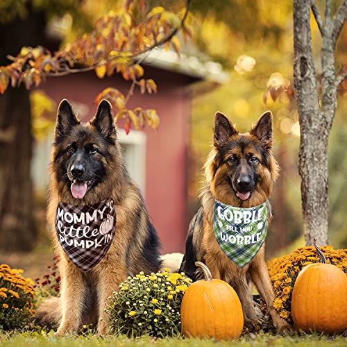 2 Pack Thanksgiving Dog Cat Bandana, Fall Autumn Buffalo Bandana for Small Medium Large Dogs Pets Puppies (Pattern 1, Large)