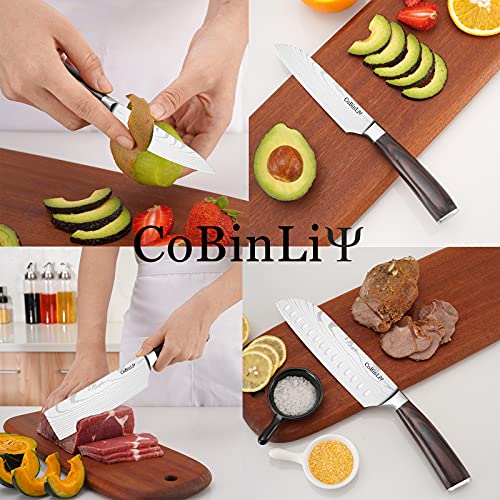 8 Pcs Professional Kitchen Chef Knife Set, High-Carbon Stainless Steel with Ergonomic Handle Knife Set ,Ultra Sharp Japanese Knife set---Cobinliy