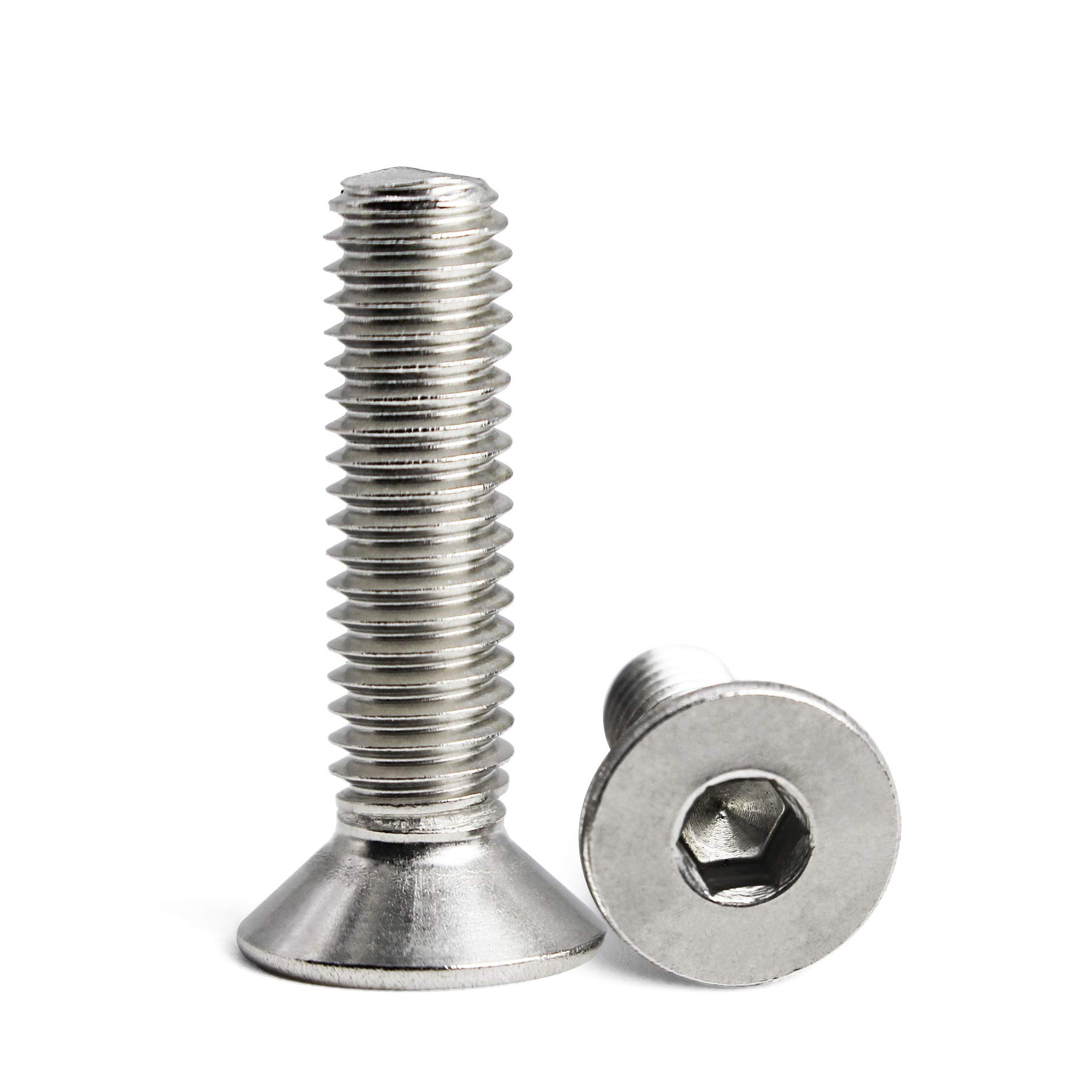 M5 x 8mm 12mm 16mm 20mm 25mm Flat Head Hex Socket Cap Screws Countersunk Bolts, 304 Stainless Steel, Fully Threaded, Bright Finish, Metric Allen Hex Drive, Assortment Kit 50PCS