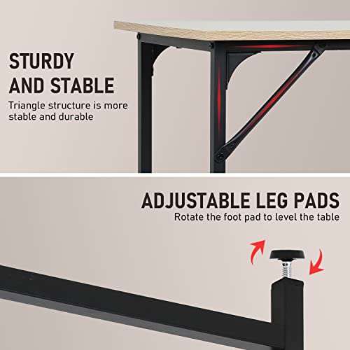 39 inch Computer Desk Home Office Desk Writing Study Table Modern Simple Style PC Desk with Metal Frame Gaming Desk Workstation for Small Space,Nature