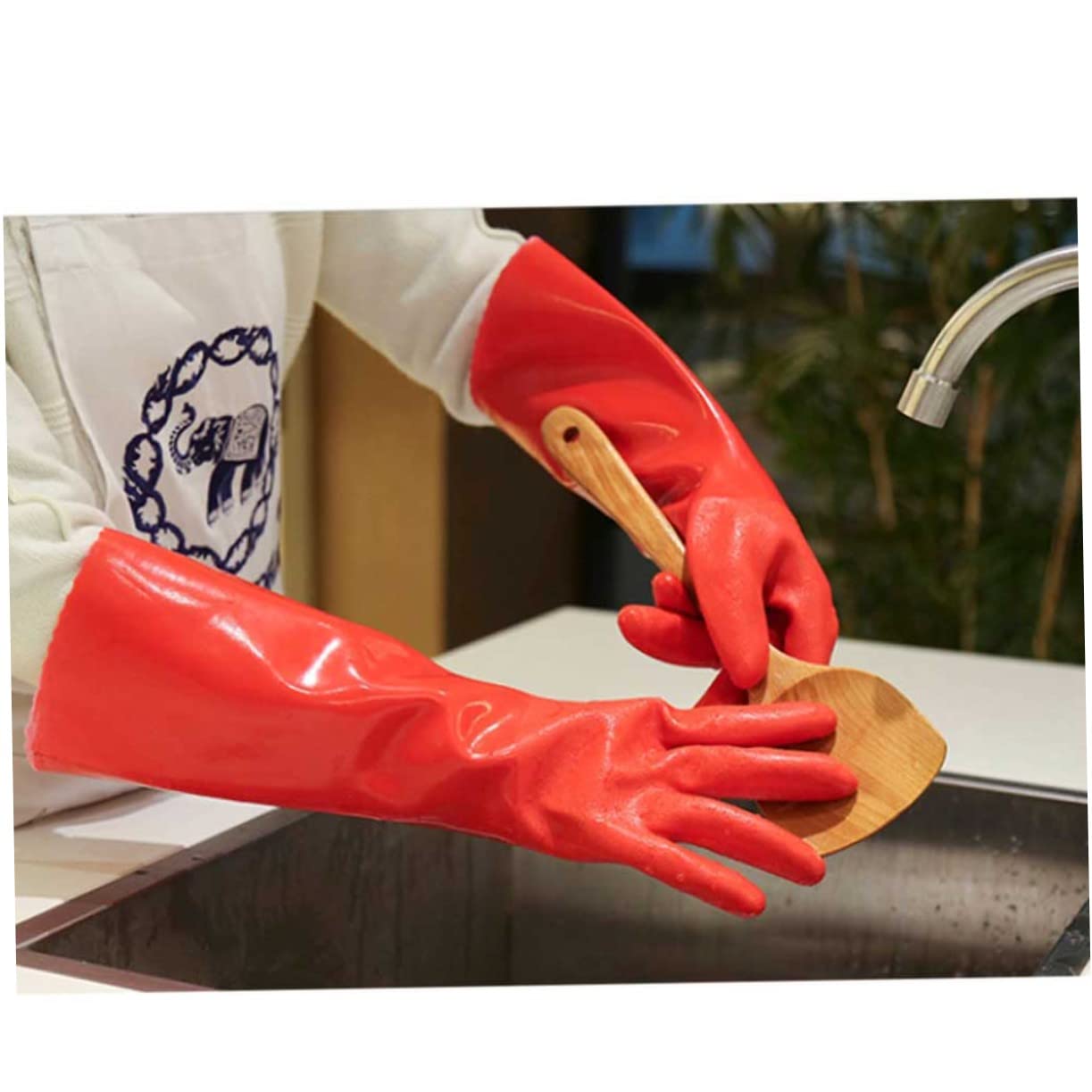 1 Pair gloves for cleaning latex gloves kitchen cleaning gloves housework gloves non-slip gloves thicken