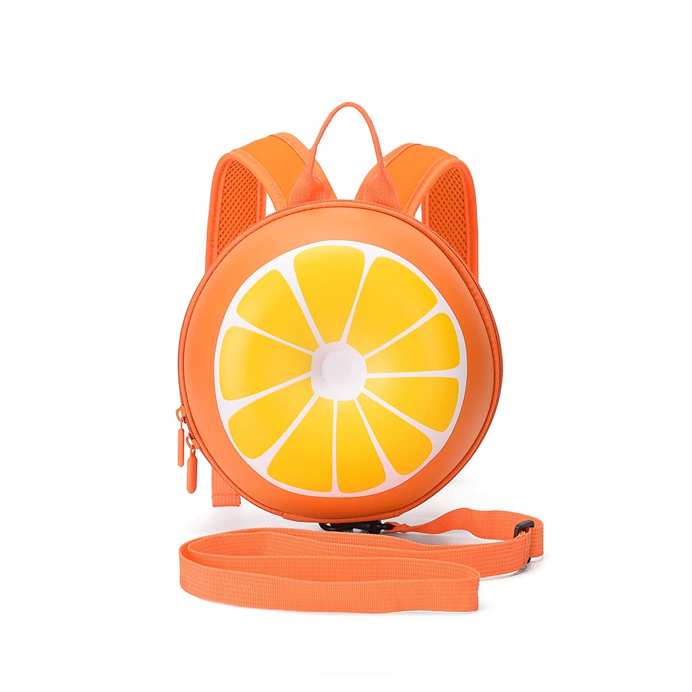 Kids happy Toddler Backpack with Leash,Child Safety Harness Backpack,Kids Backpack Harness Leash,Toddler Waterproof Backpack with Leash, Fruit Pattern,for Age 1-10 Years (Orange), 9x9x4 inch (LT010)