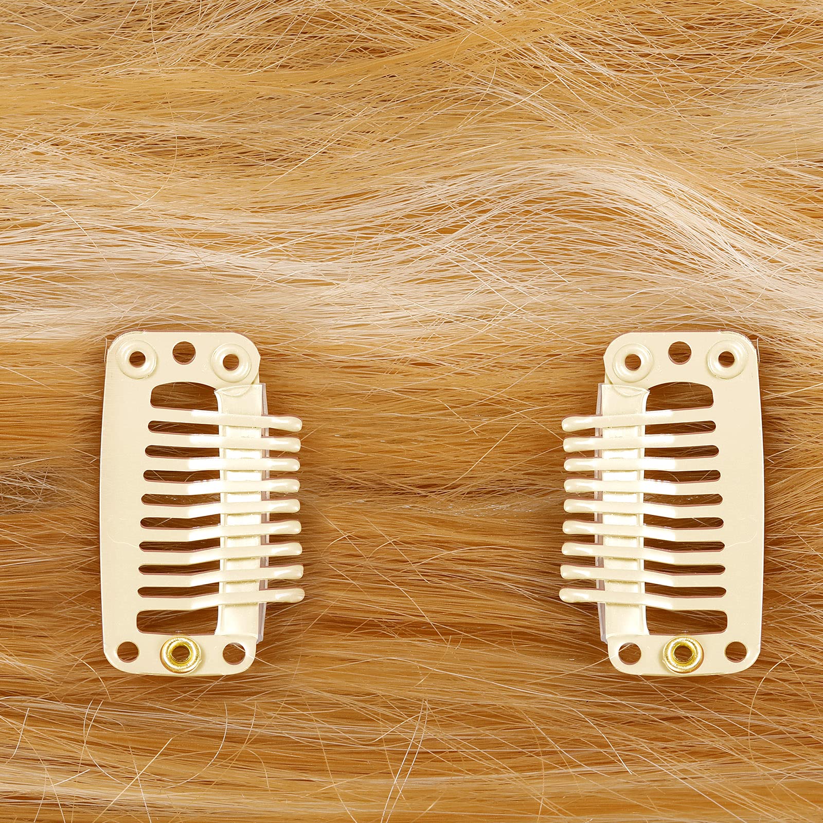 32 mm 9-Teeth Snap Clips for Women's Hair Extensions and Wigs - 30 Piece DIY Accessory Kit (Beige)