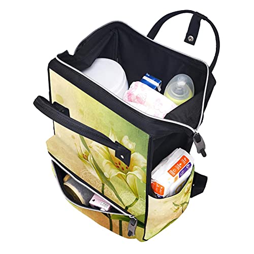 Lily Flowers Diaper Bag Backpack, Large Capacity Muti-Function Travel Backpack