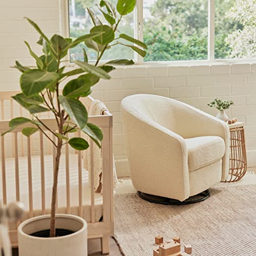 Babyletto Madison Swivel Glider in Polyester Ivory Boucle, Greenguard Gold and CertiPUR-US Certified