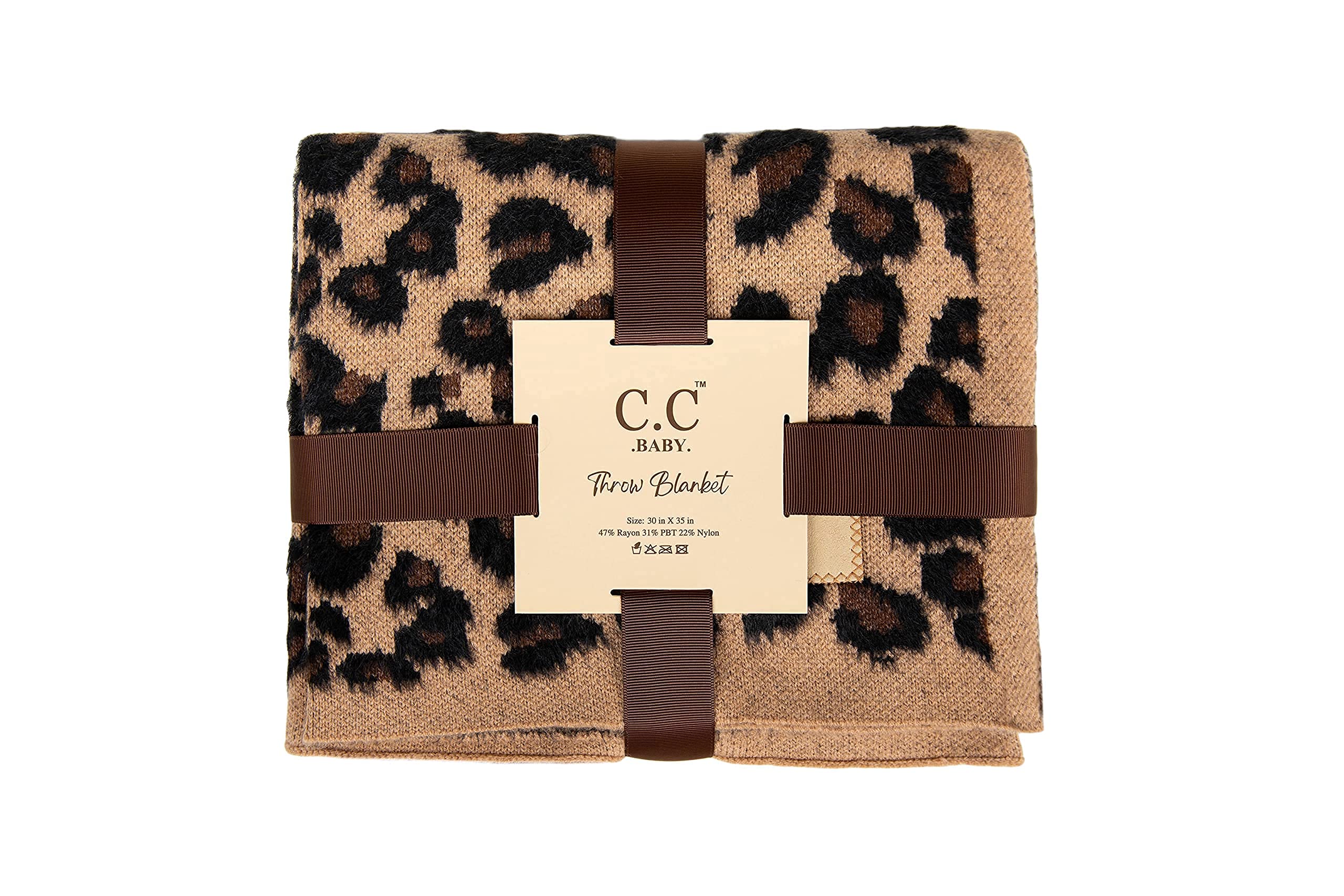 Funky Junque Large Soft Warm Lightweight Baby Throw Blanket for Toddler Bed, Strollers, Naps, Daycare Preschool Baby Throw Blanket - Leopard Pattern - Latte