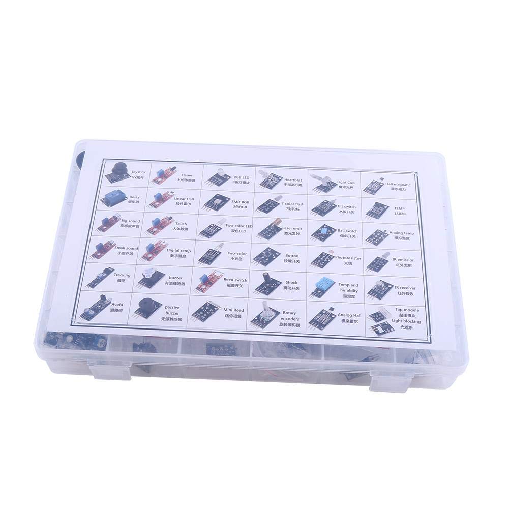 37 in 1 Sensor Modules Kit,Electronic Components kit,detect Temperature, Humidity, Sound, Light, Infrared, Motion,for MCU Education User with Box