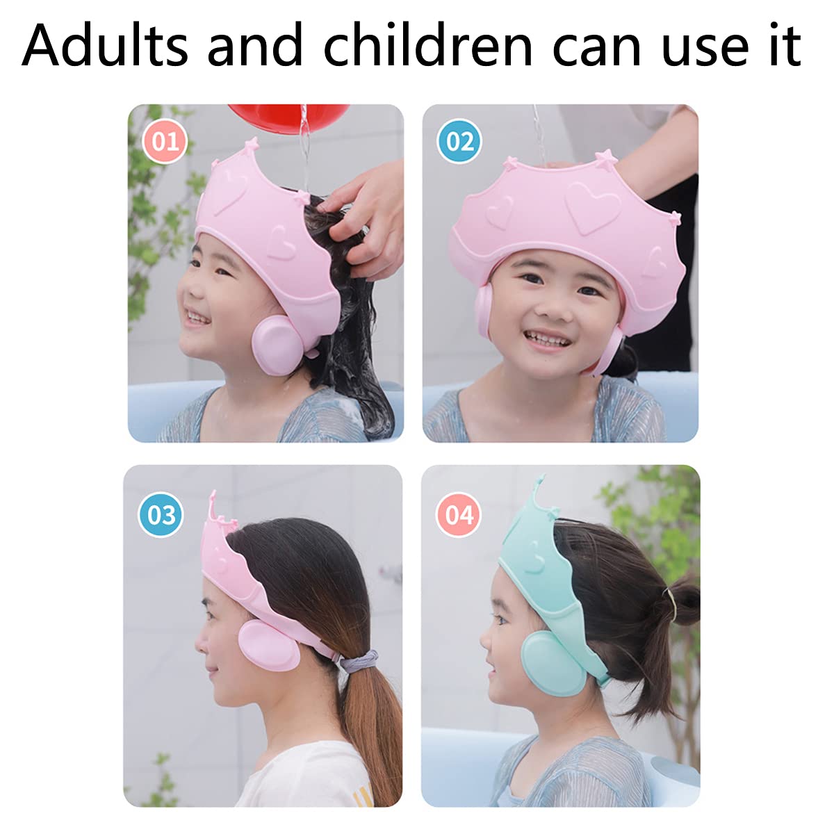 Baby Shower Cap Shampoo Visor Shield hat Kids Bath Washing Hair Rinser Prevents Water from Pooling in Face for Protector Toddler Children Eyes and Ears (Blue)